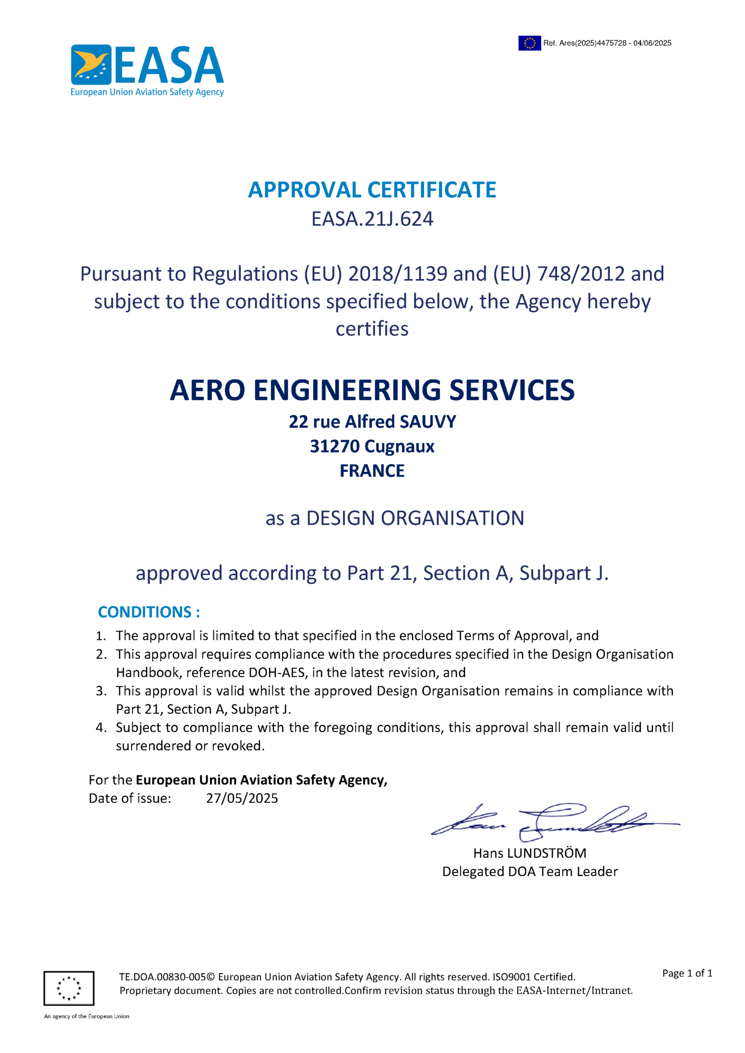 Approvals - Aero Engineering Services